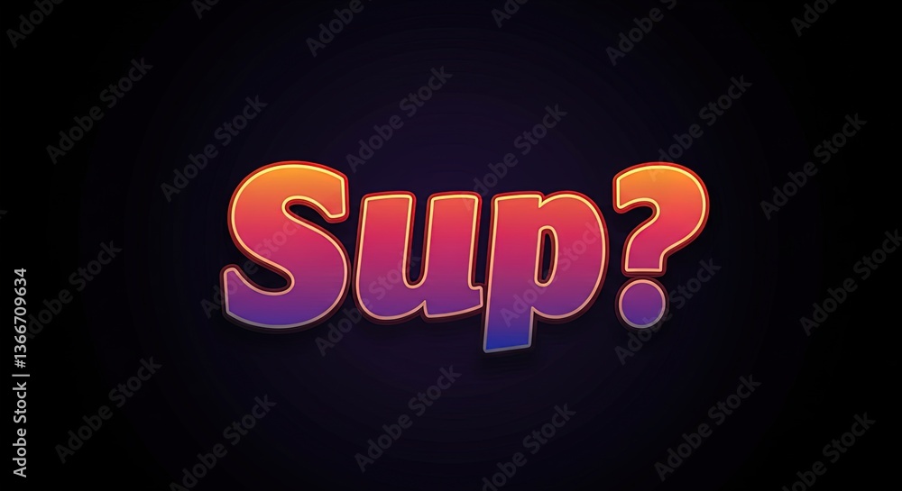 Colorful sup text with a gradient fill on a dark purple background ...