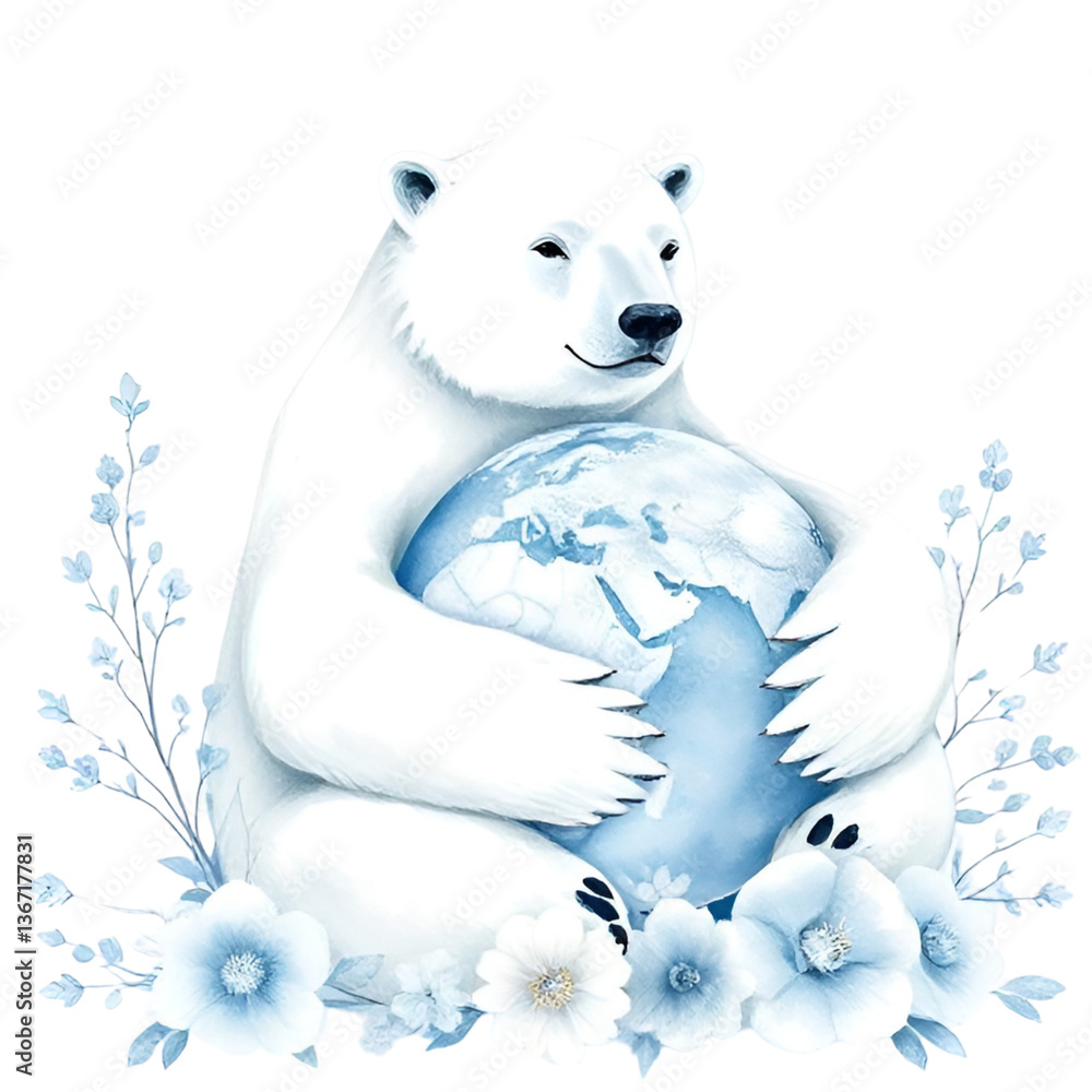 Polar Bear Hugging the Earth – A Symbol of Climate Awareness and Arctic ...