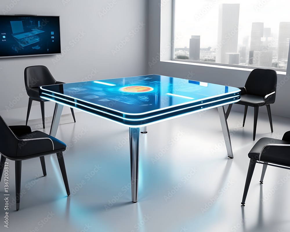 Futuristic office table with interactive holographic screen – Mesa de ...