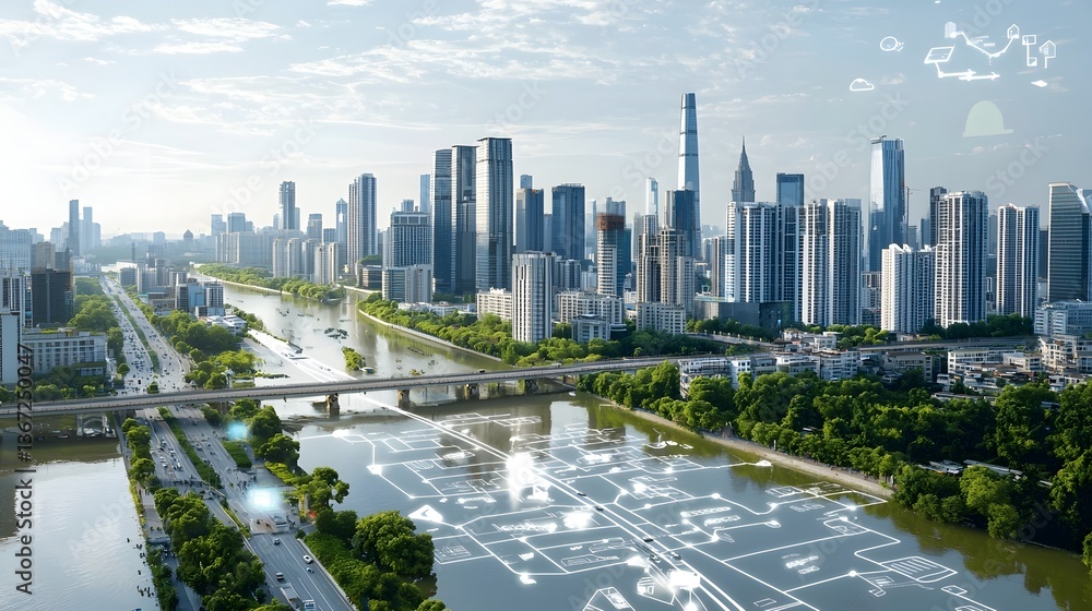 Detailed Digital Map Displaying Flood Prone Zones and Optimized ...