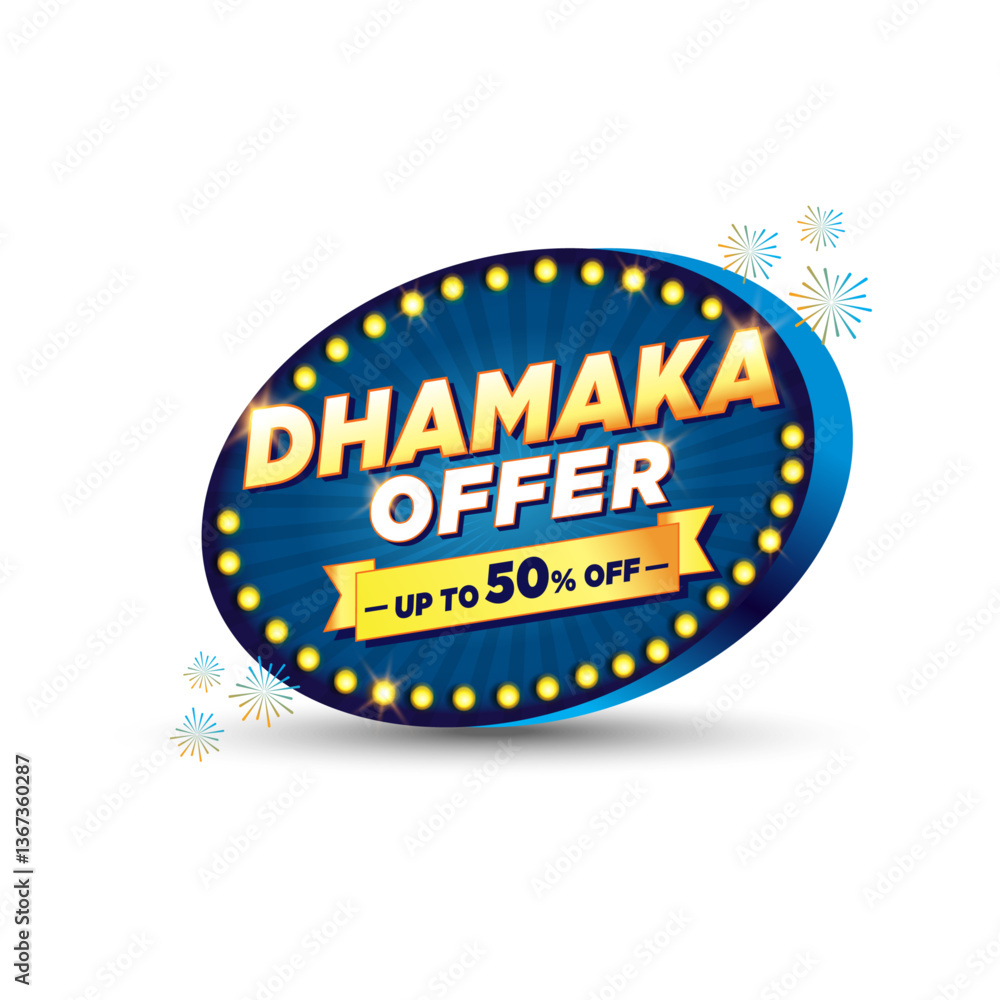 Dhamaka Offer Logo. Abstract Vintage Blue Retro Circle Design. Stock ...
