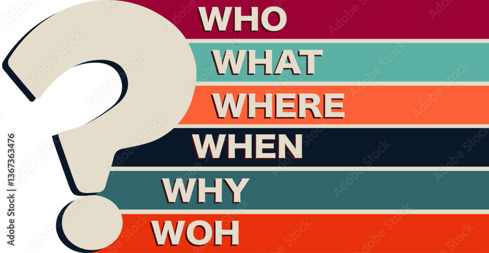 Banner copy space with question marks and Who-what-where-when-why-how ...