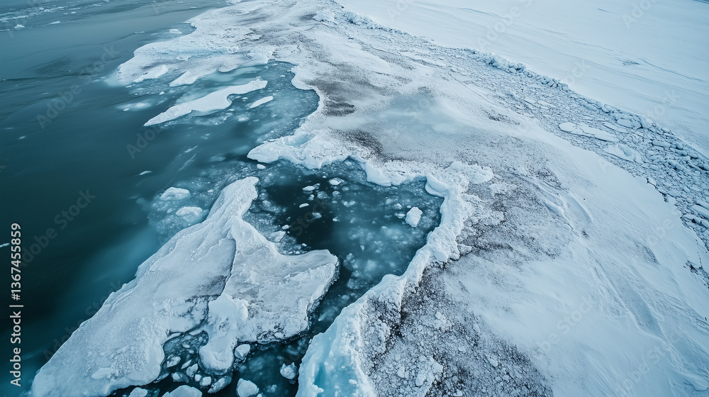 Melting ice sheet with scattered dark dust, symbolizing the urgent ...