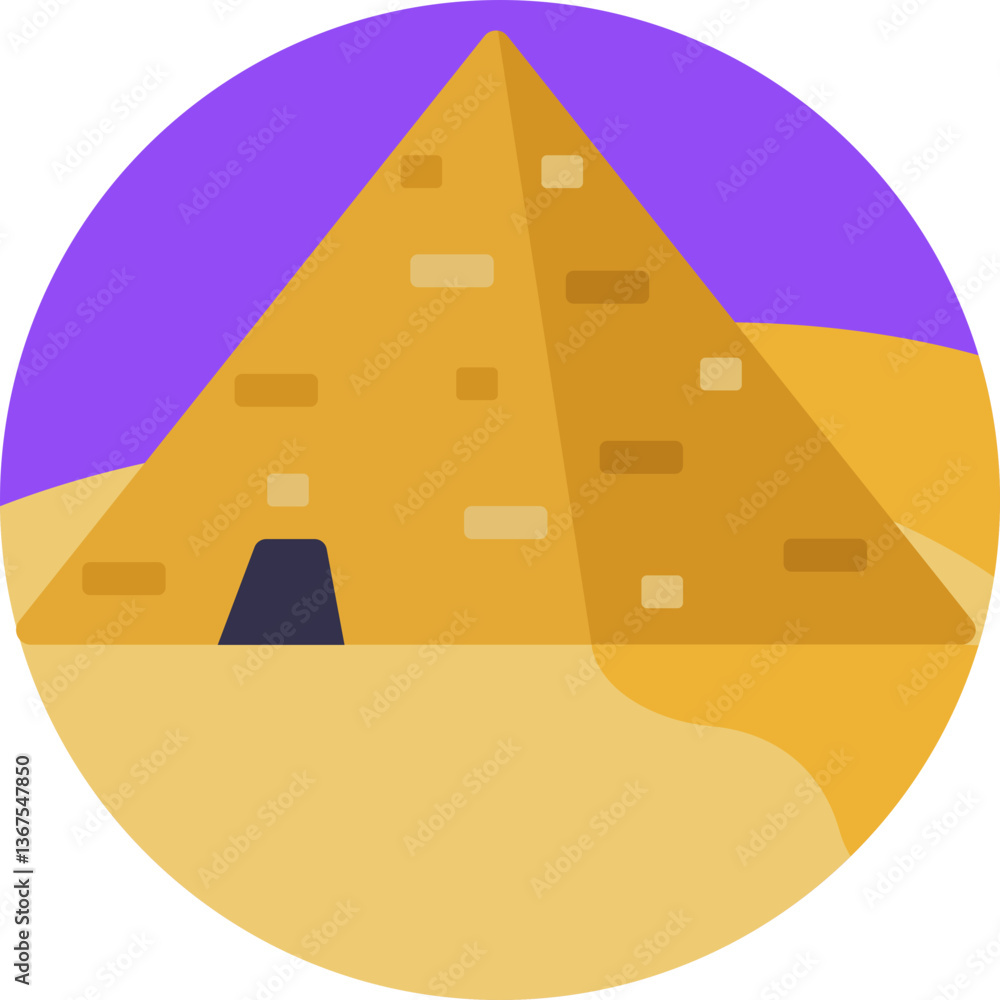 Egyptian Landmark – Depicts the famous pyramids, a symbol of ancient ...