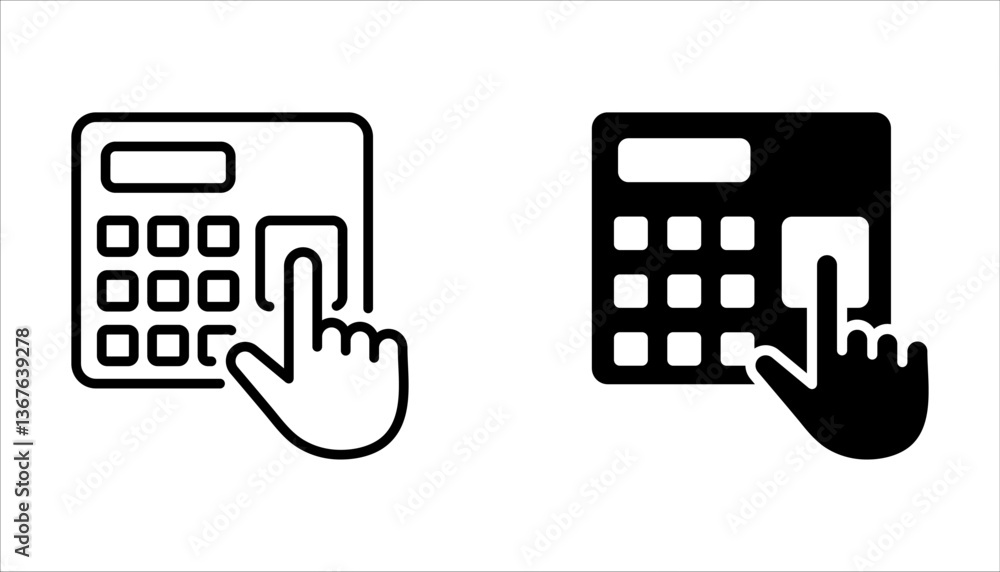 Attendance machine icon set. Fingerprint access control device on white ...