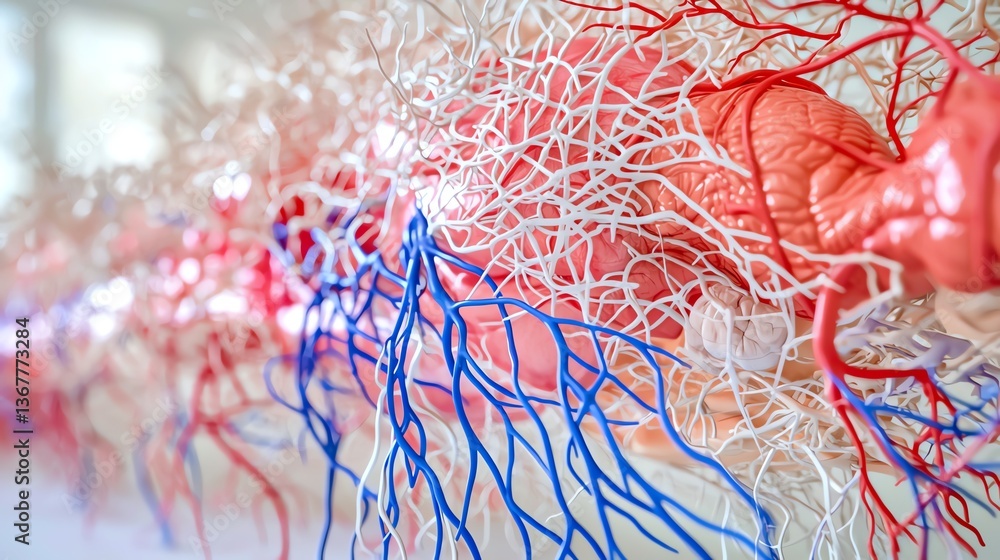 labeled schematic drawing of arteries and veins color-coded in diagram ...