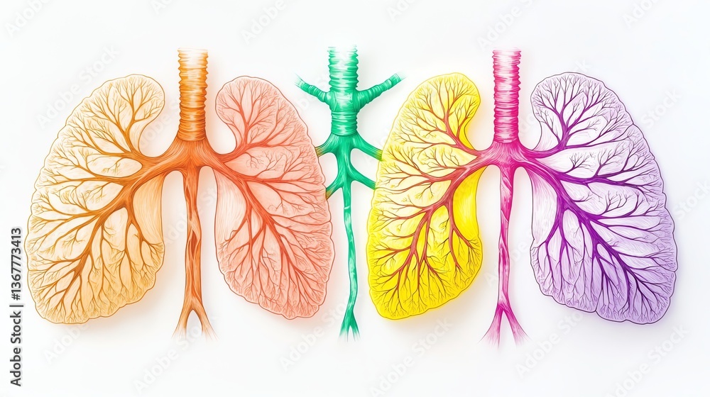 minimalist hand-drawn anatomy of arteries and veins color-coded in ...
