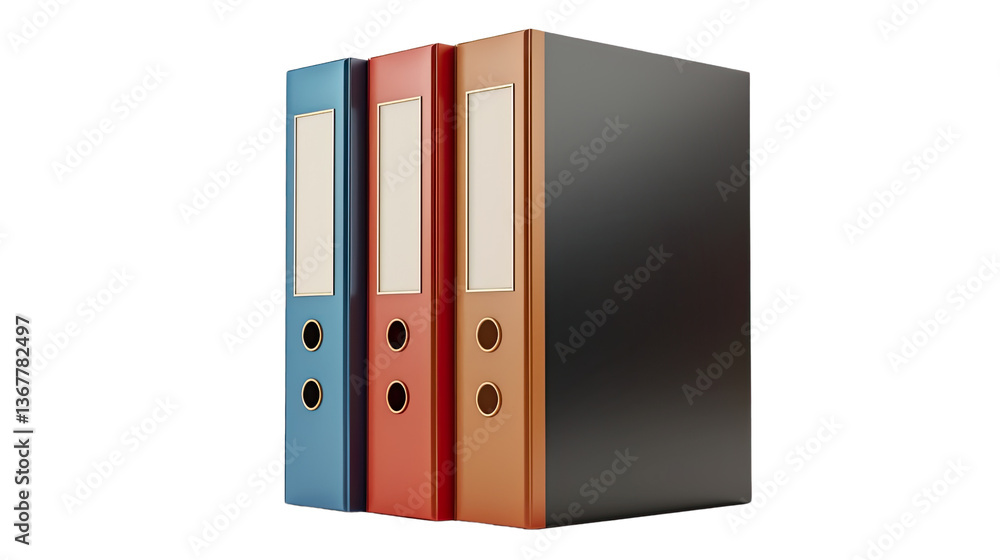 Organized Efficiency: A trio of brightly colored ring binders stand ...