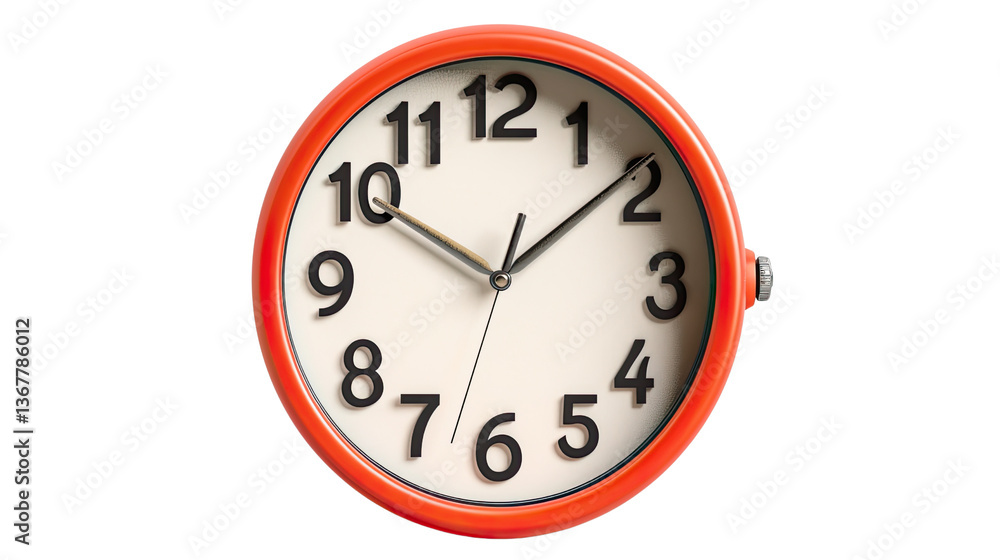 Precise Time: A classic analog clock with a vibrant orange frame ...