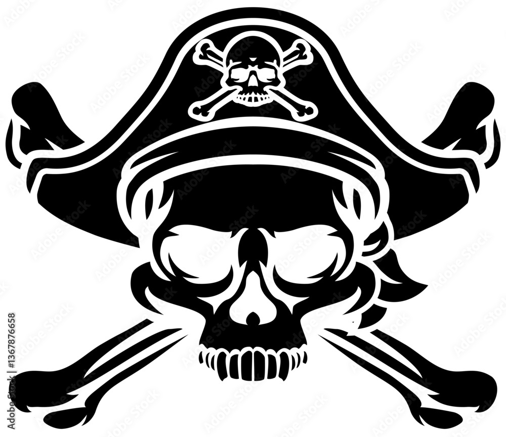 A pirate skull and crossbones jolly roger grim reaper cartoon wearing ...