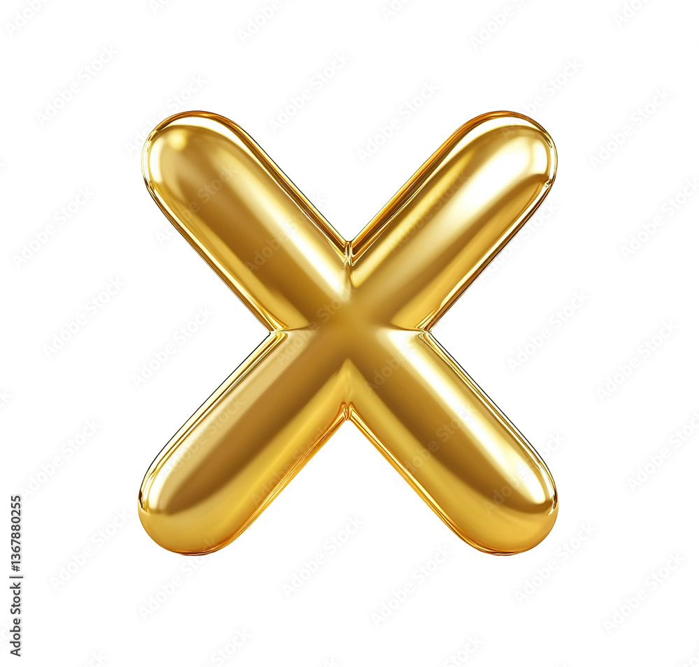 Shiny golden X symbol, isolated on transparent cutout background Stock ...