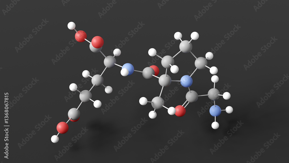 trofinetide molecule 3d, molecular structure, ball and stick model ...
