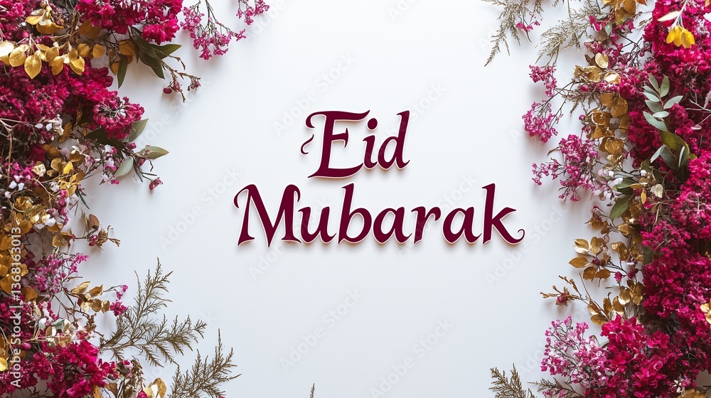 **Deep maroon-colored bold Urdu "Eid Mubarak" text in an elegant and ...