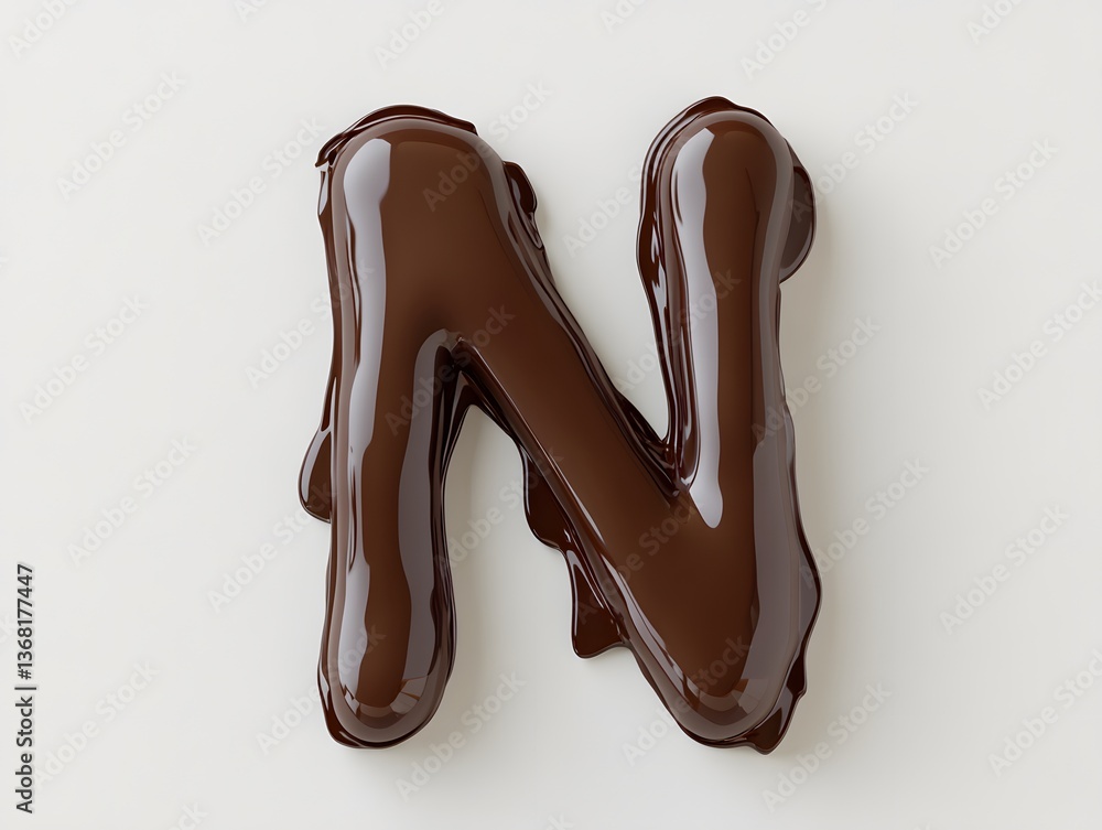 14. A chocolate letter "N" with a dripping effect, looking deliciously ...