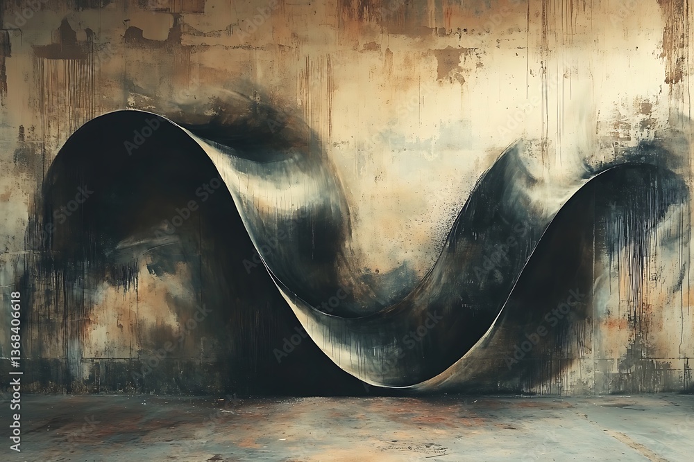 Graffiti letters with a fluid, wave-like motion, as if they are being ...