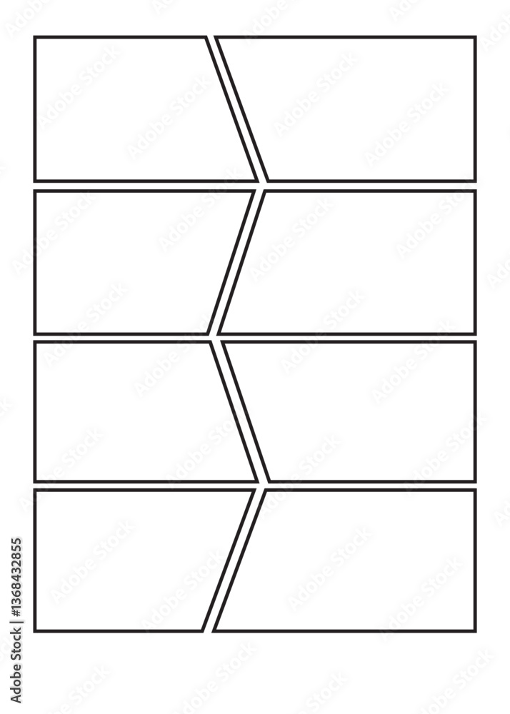 Blank manga storyboard template with six panels, ideal for creating ...