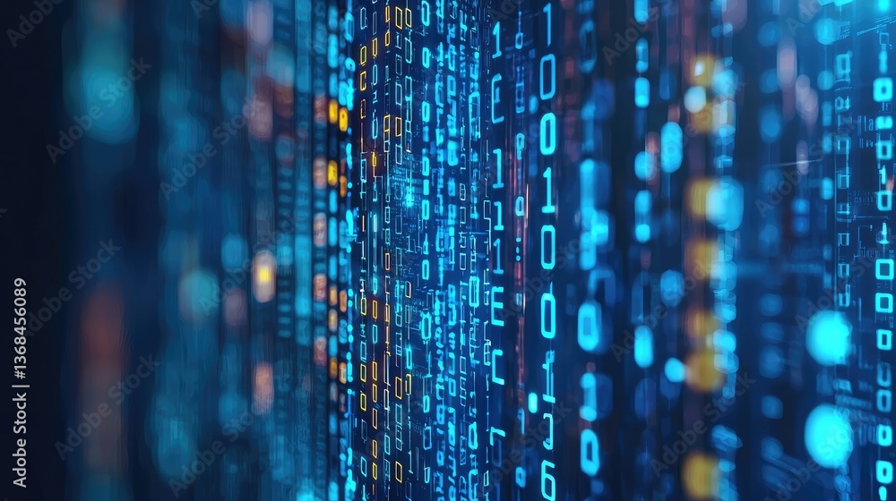 Futuristic Blue Matrix of Binary Code Representing AI Language Model ...
