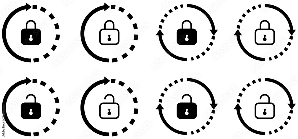 reset password lock round with arrow icons symbol vector design black ...