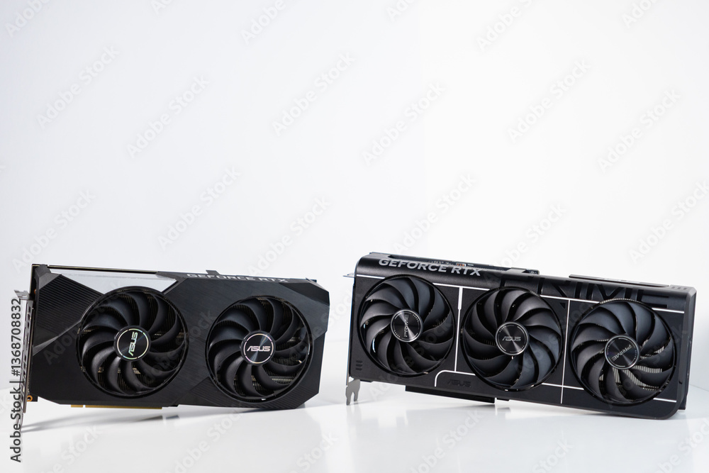 Poznan, Poland - March 28, 2025: Asus GeForce RTX 3070 and RTX 5070 ...