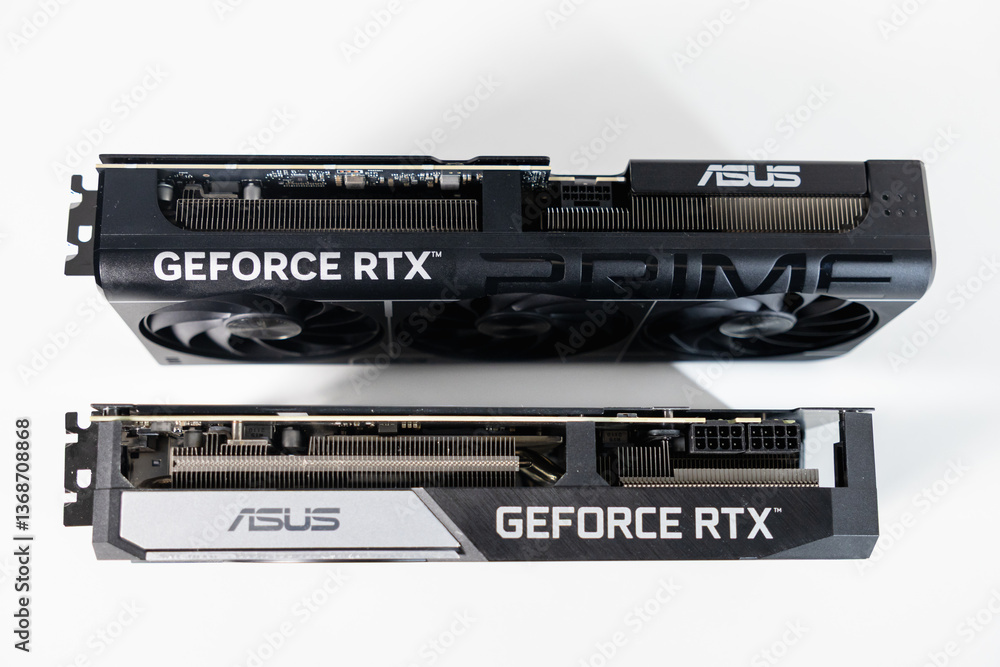 Poznan, Poland - March 28, 2025: Asus GeForce RTX 3070 and 5070 ...