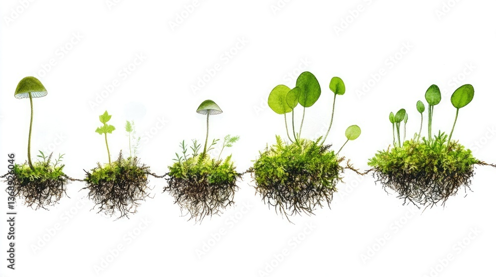 Moss life cycle, diagram of a common haircap moss life cycle Stock ...