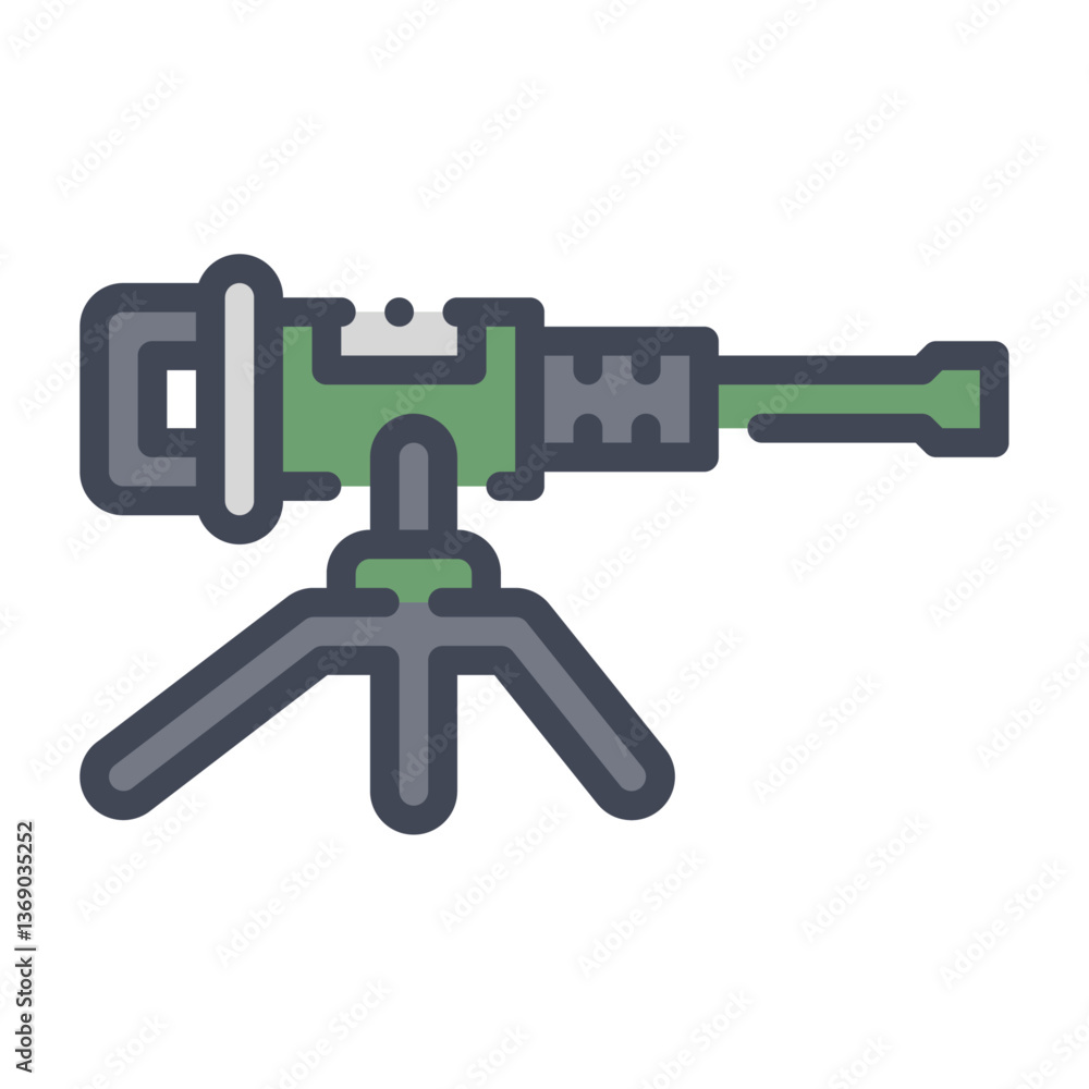 Heavy machine gun filled outline icon. Heavy machine gun color line ...