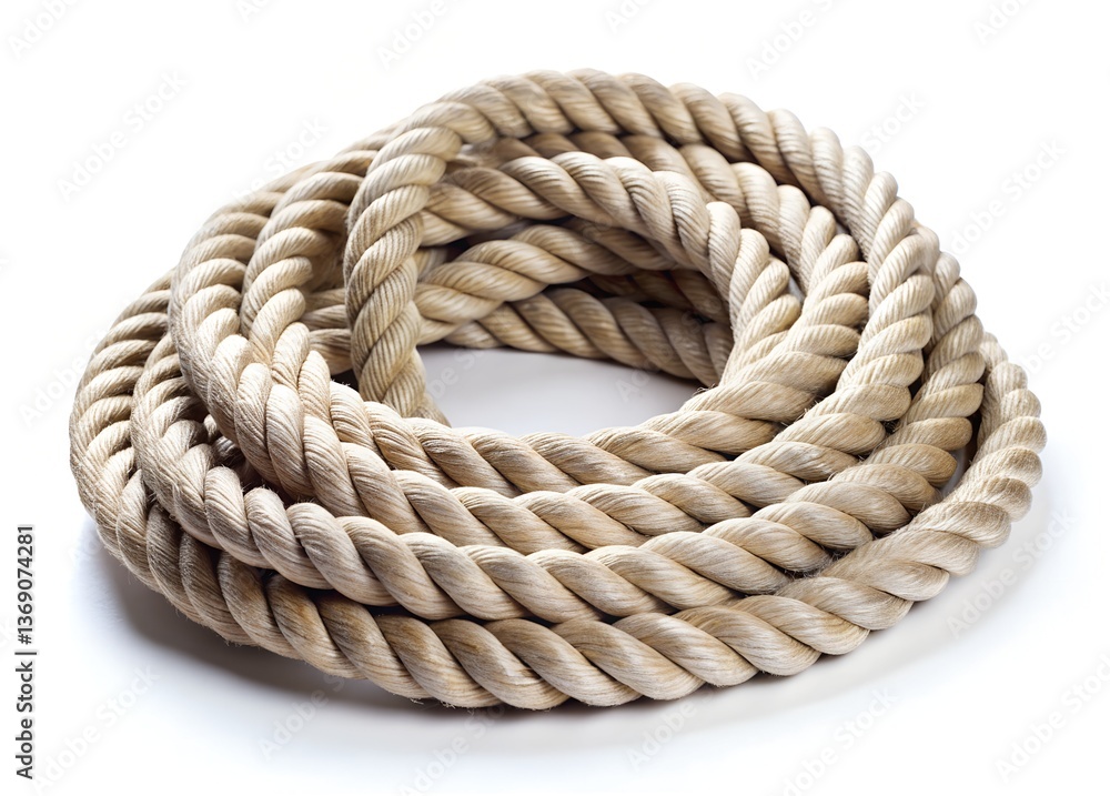 Coiled Rope: A tightly wound, textured rope, rendered in photorealistic ...