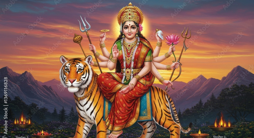 Goddess Durga – The Divine Warrior of Strength and Protection Stock ...