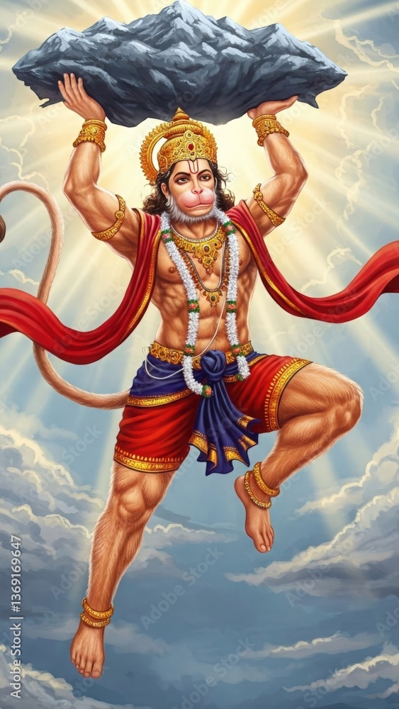 Lord Hanuman Ji Mobile Wallpaper HD 4K, Hanuman Ji Carrying Sanjeevani Mountain, Hanuman Jayanti ...