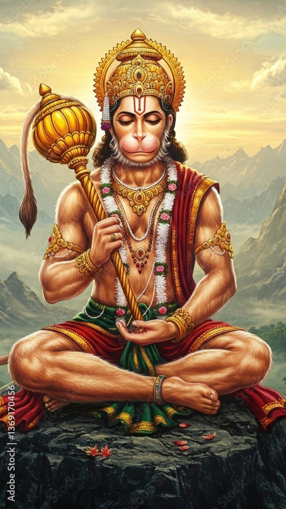 Lord Hanuman Ji Mobile Wallpaper HD 4K, Hanuman Ji Sitting on Mountain ...
