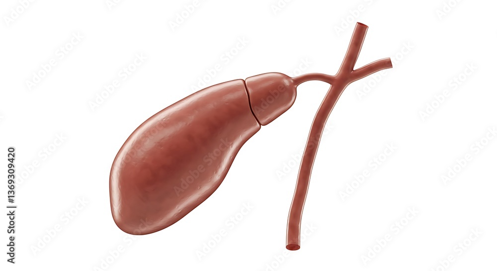 Gallbladder Anatomy Illustration Showing the Cystic Duct and Bile Duct ...