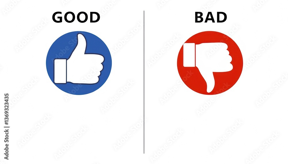 Good vs Bad Evaluation Template, Thumbs Up Down Comparison Chart ...