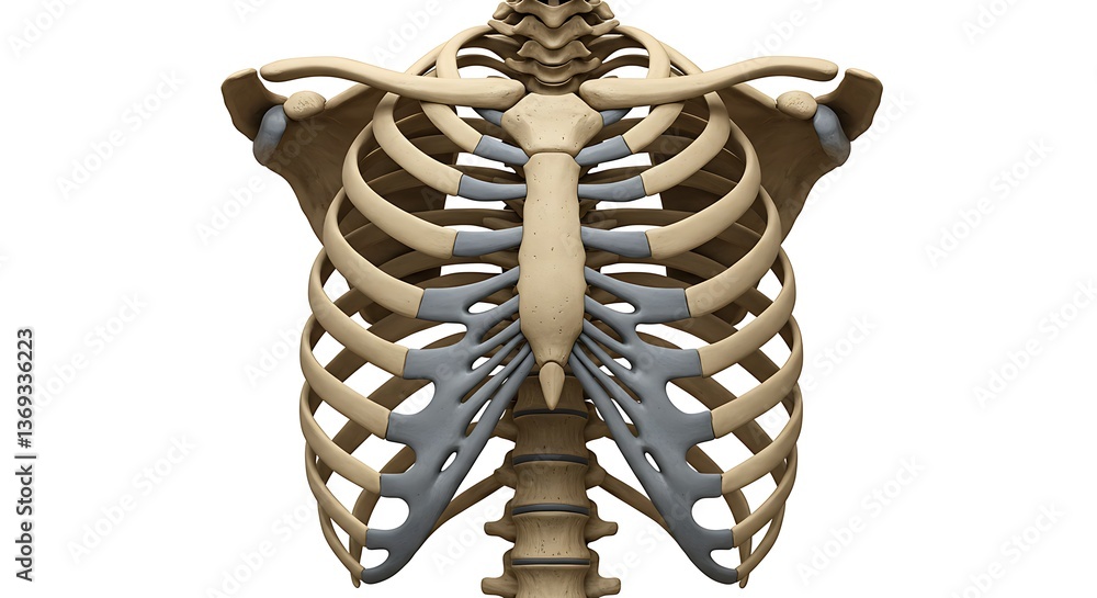 3D Model of Human Rib Cage: Anatomy, Skeletal System, Bone Structure ...
