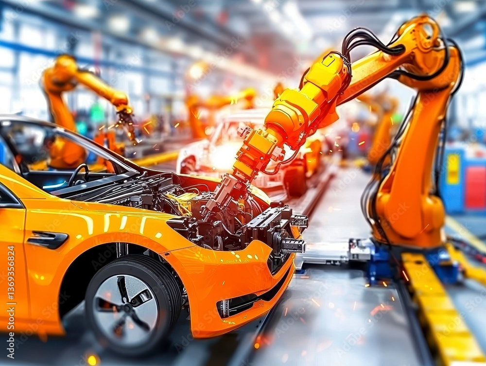 Automated assembly line operation manufacturing facility industrial ...