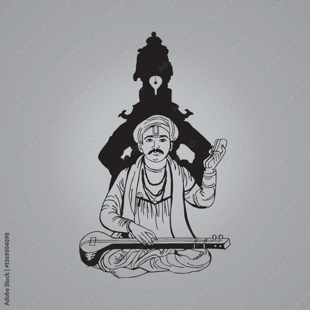 Tukaram Maharaj and Vitthal Elegant artwork depicting Sant Tukaram Maharaj and Lord Vitthal ...