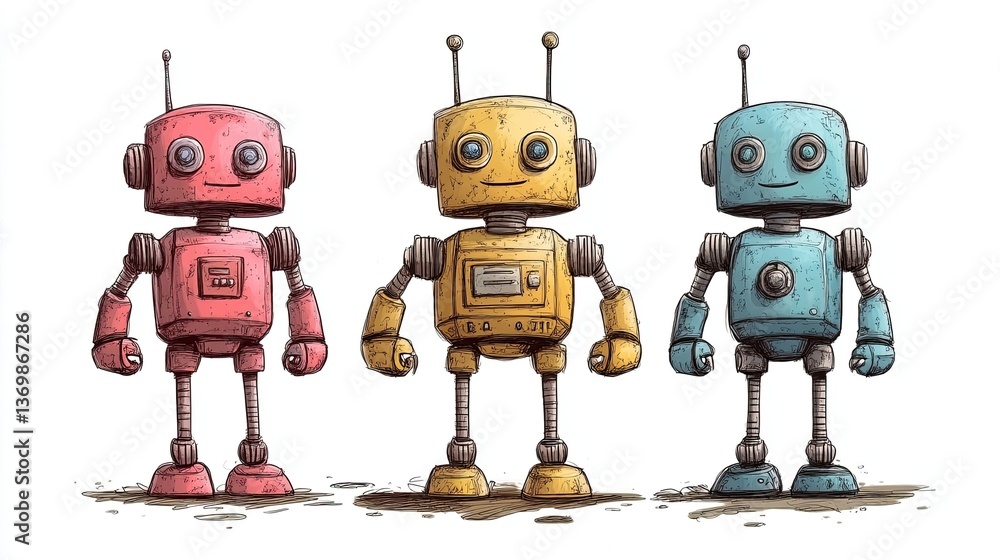 Robots Clipart Futuristic robot clipart featuring friendly and ...