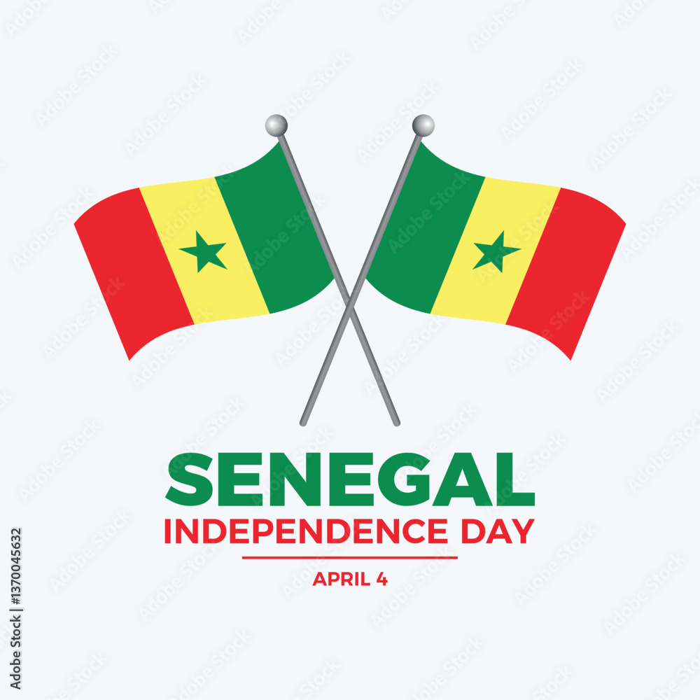 Senegal Independence Day poster vector illustration. Two crossed ...