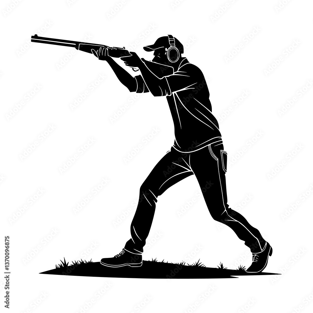Shotgun Marksman Focused on Clay Target – Professional Shooting Sport の ...