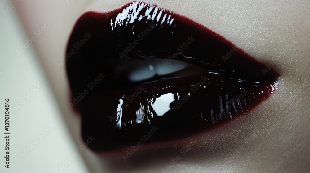 Sexy Vampire Woman lips with blood,Dripping blood on mouth, witches or ...