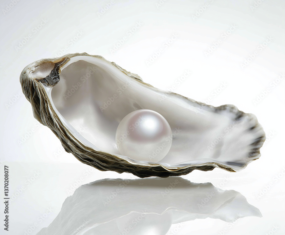 pearl inside an oyster shell, a classic symbol of beauty, rarity, and ...
