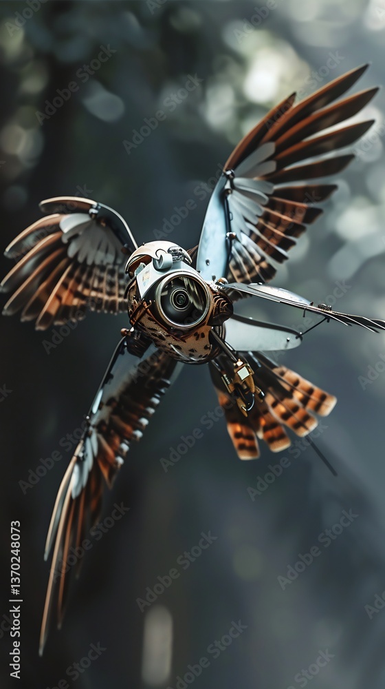 Reconnaissance drone fused elegance of kestrel feathered steel wing ...