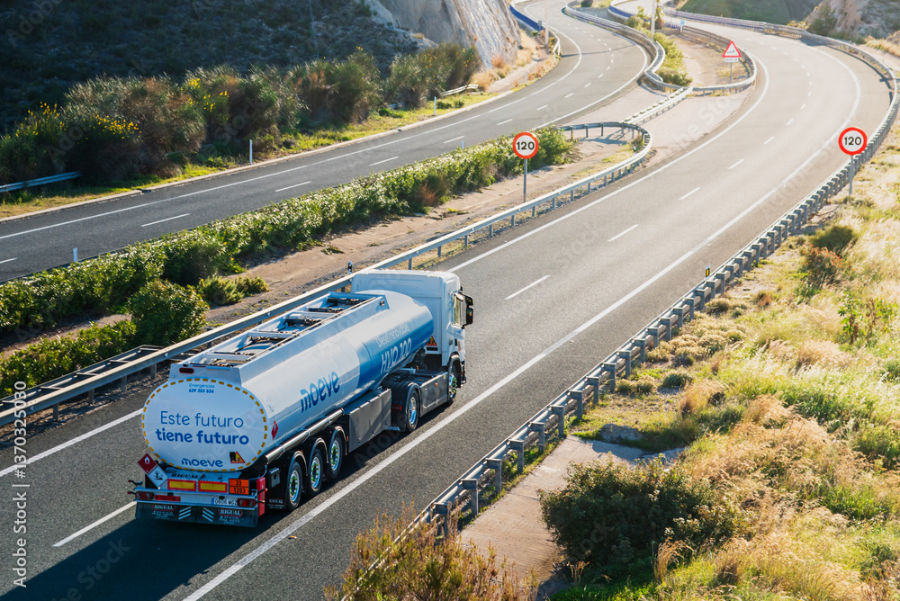 Granada,España,3/29/2025; Fuel tanker truck from the energy company ...