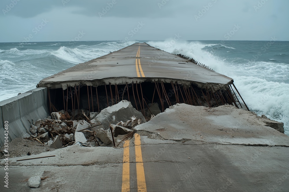 Seawall Collapse from Extreme Ocean Erosion After Powerful Hurricane ...