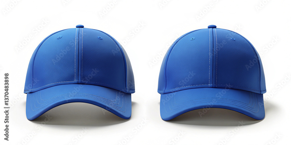 3D Blue Baseball Cap Mockup Displaying Front Back and Side Angles for ...
