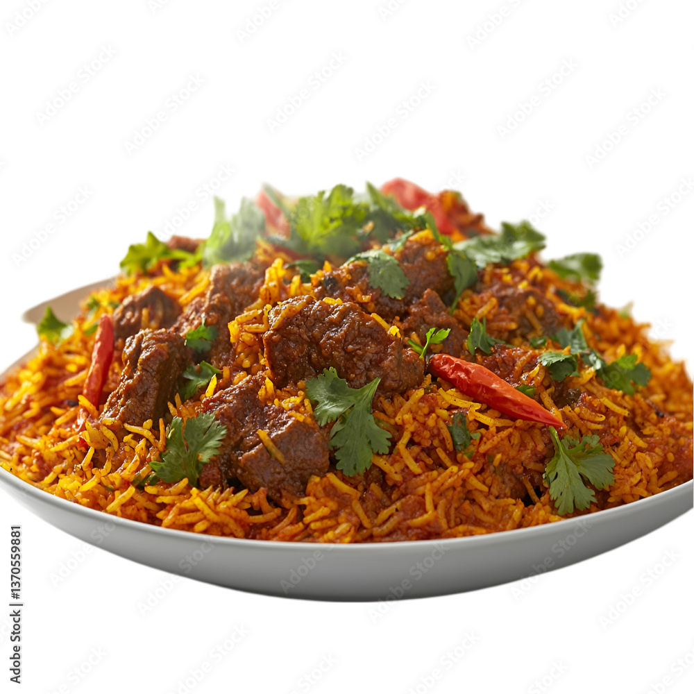 "Aromatic Kashmiri Biryani | Flavorful Biryani Photography on White ...
