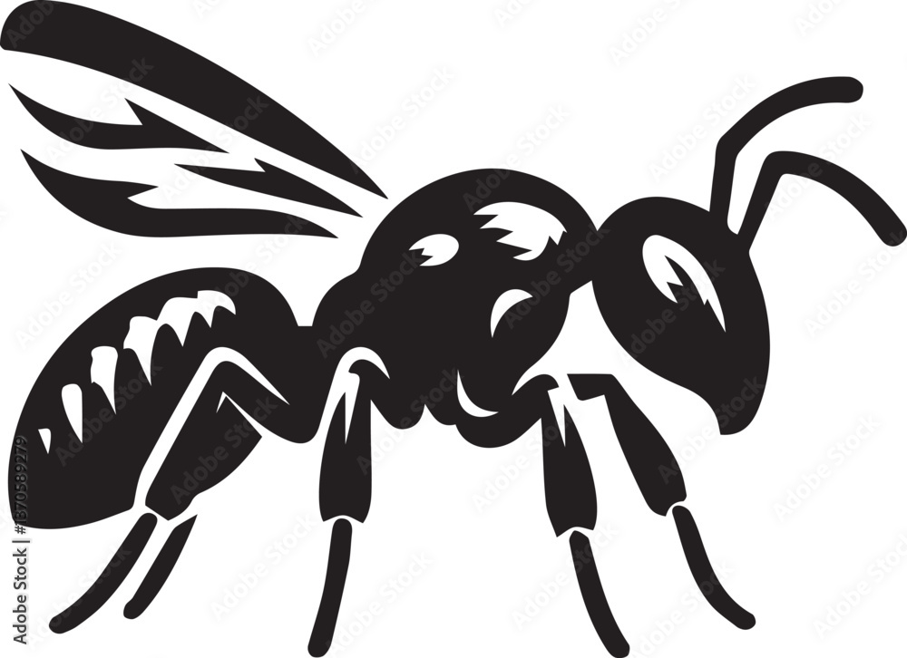 Black silhouette of an ant in a simple, bold, and minimalistic design ...
