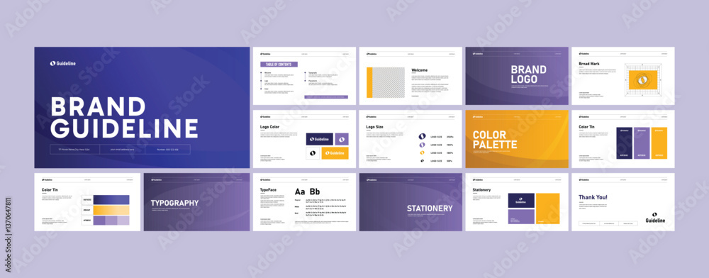 Brand guidelines template, Landscape brand identity presentation, Brown ...