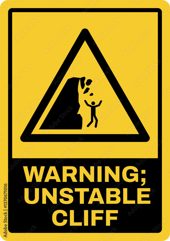 warning safety signs v2 uppercase text_warning ; unstable cliff ...