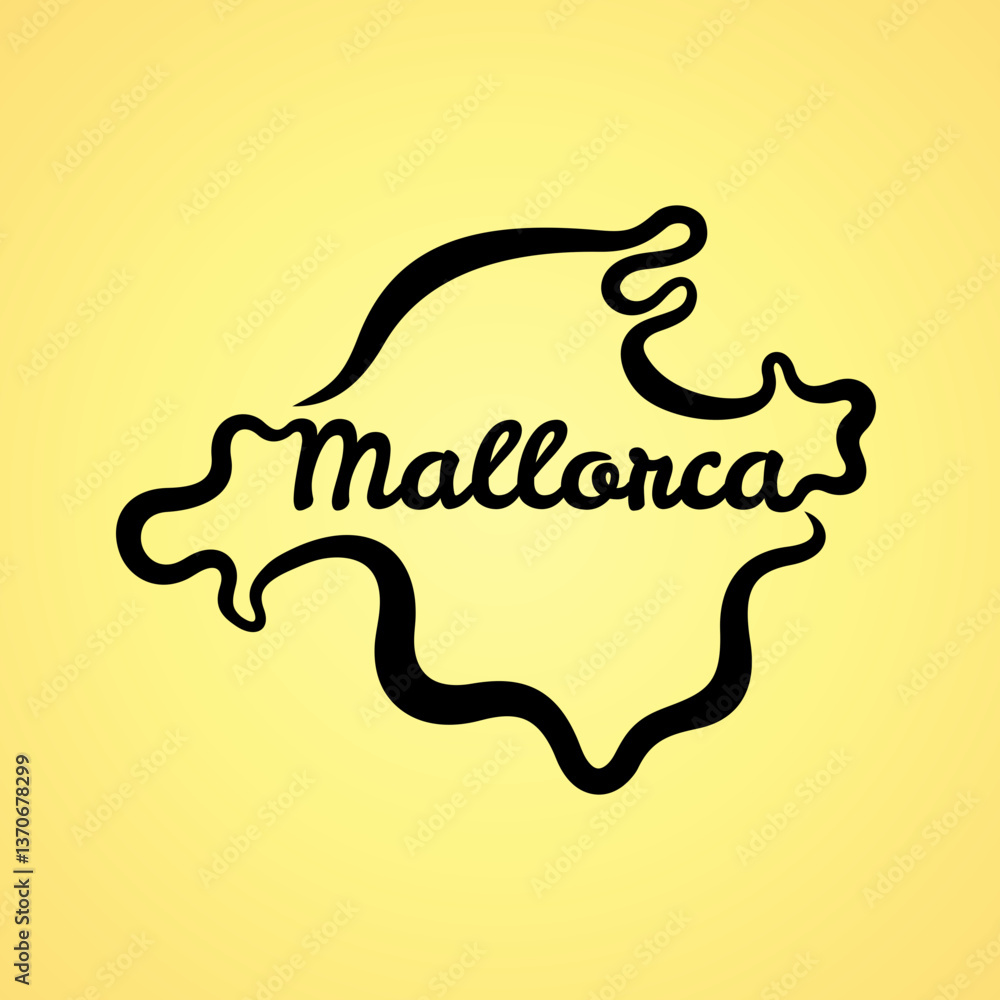 Map of Mallorca - shape and name in one line Stock Vector | Adobe Stock