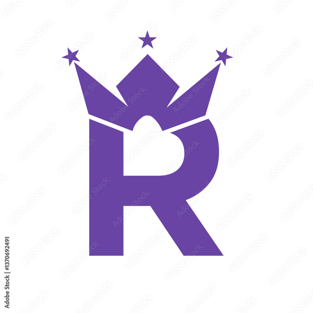 Letter R Crown Logo for Queen Sign, Beauty, Fashion, Elegant, Luxury ...